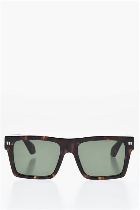 Off White Rectangular Lawton Sunglasses With Tortoiseshell Frame Unisex Men Women Glamood Outlet