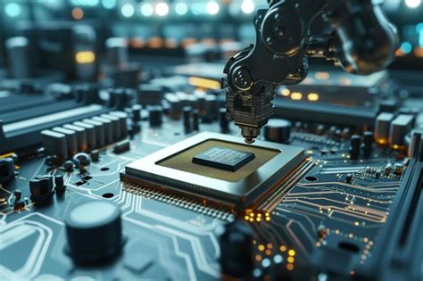 Premium Photo Closeup Of An Industrial Robot Installing A Central