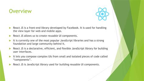 react js a quick introduction tutorial pptx web development internet