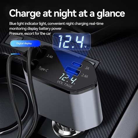 4in1 Universal Telescopic Car Charger With Ultra Fast Charging One To