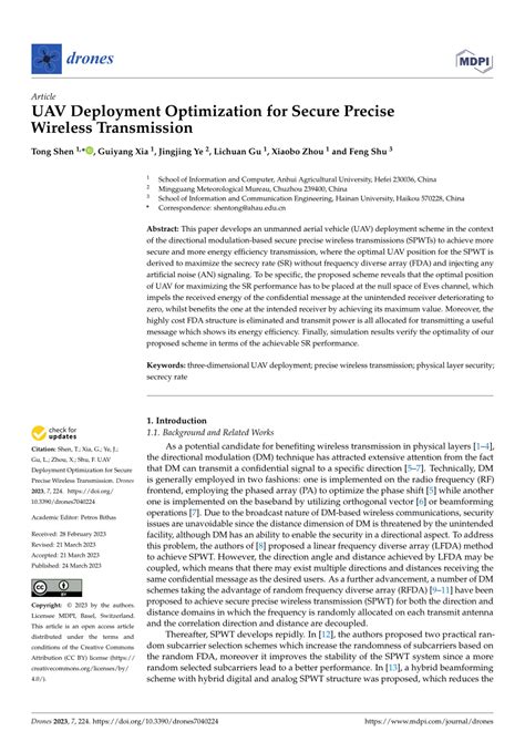 Pdf Uav Deployment Optimization For Secure Precise Wireless Transmission