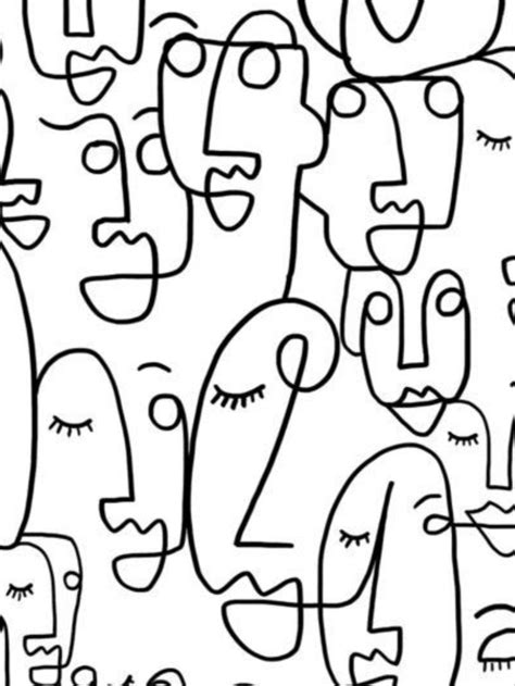 Download Continuous Line Drawing Abstract Face Seamless Pattern For Free Artofit