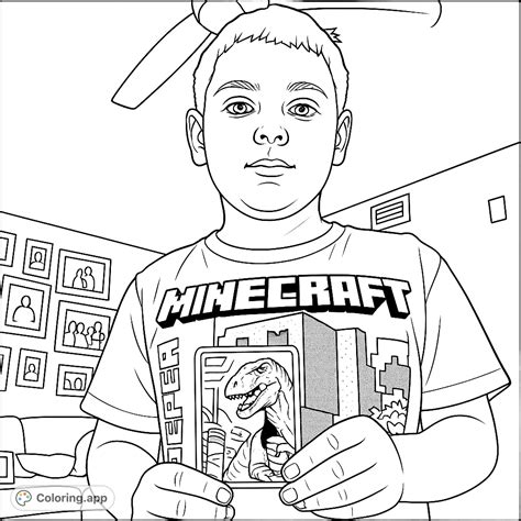 Boy With Minecraft Shirt Coloringapp