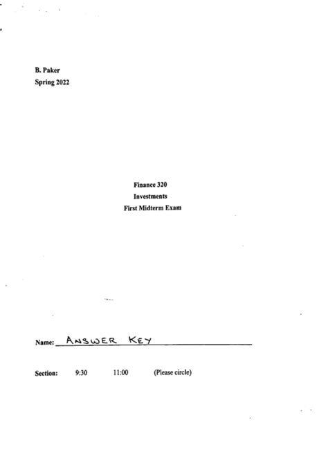 Midterm Answer Key ECON FINANCE Studocu