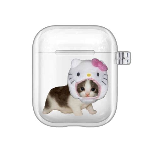 큐티 모자 냥이 고양이 투명 하드 에어팟 케이스 에이블리