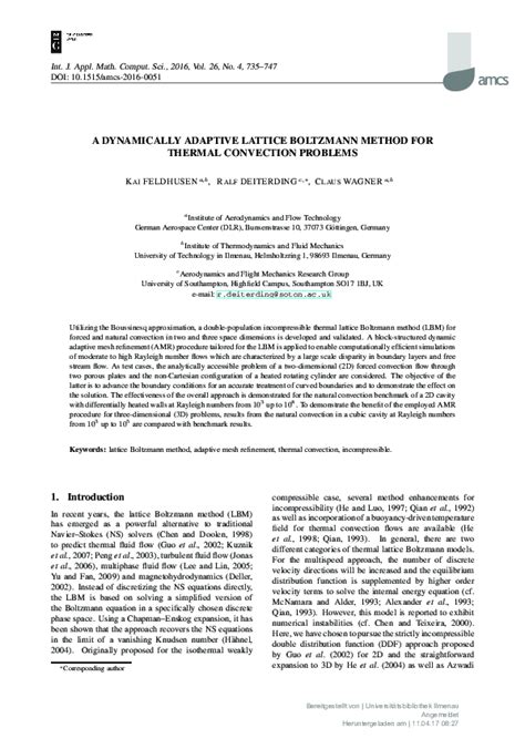 Pdf A Dynamically Adaptive Lattice Boltzmann Method For Thermal