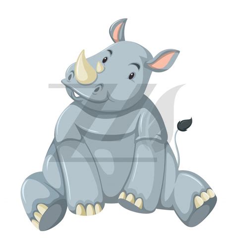 دانلود وکتور حیوان طرح کرگدن با پس زمینه سفید دانلود رایگان فایل لایه