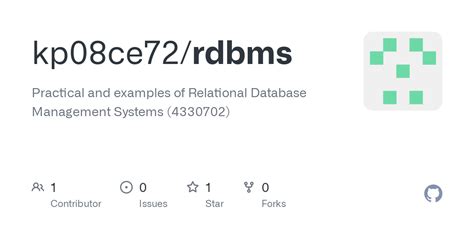 Github Kp08ce72rdbms Practical And Examples Of Relational Database