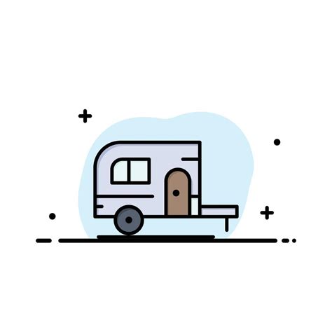Caravan Camping Camp Travel Business Flat Line Filled Icon Vector Banner Template 13142117