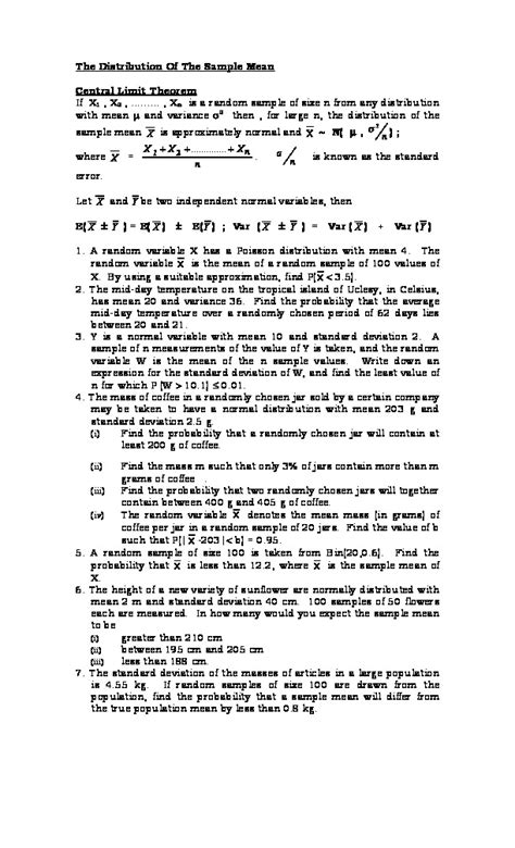 Central Limit Theorem PDFCOFFEE