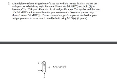 solved 3 a multiplexor selects a signal out of a set as we