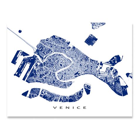 Venice Italy Map Wall Art Print Poster Venezia City Street Maps Grand