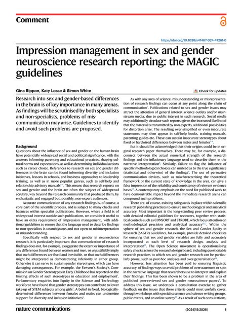Pdf Impression Management In Sex And Gender Neuroscience Research
