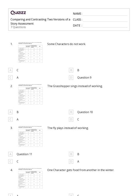 50 Comparing And Contrasting Worksheets For 2nd Grade On Quizizz