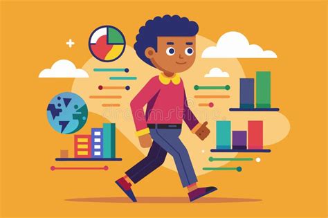 An Illustration Of A Person Walking Past Colorful Data Visualizations