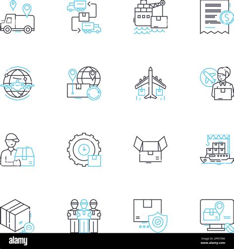 Logistics Management Linear Icons Set Supply Chain Warehousing