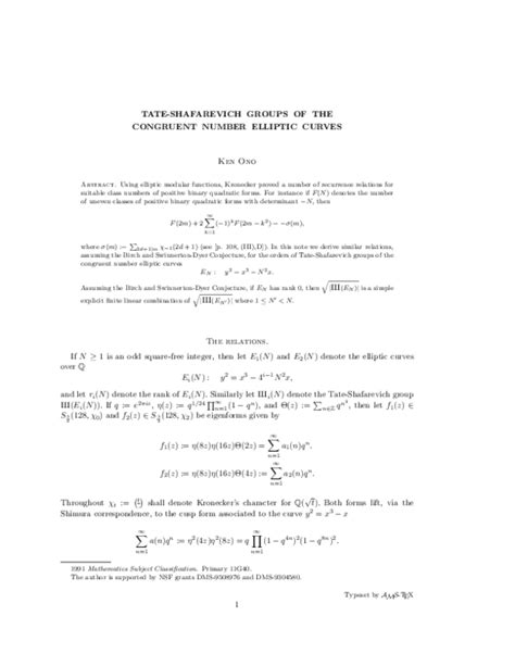 Pdf Tate Shafarevich Groups Of The Congruent Number Elliptic Curves