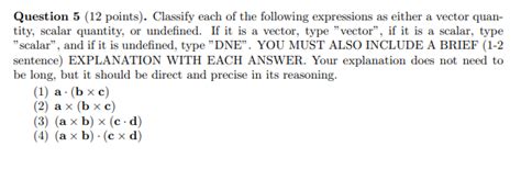 solved question 5 12 points classify each of the