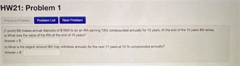 Solved Hw21 Problem 1 Previoun Problem Problem List Next