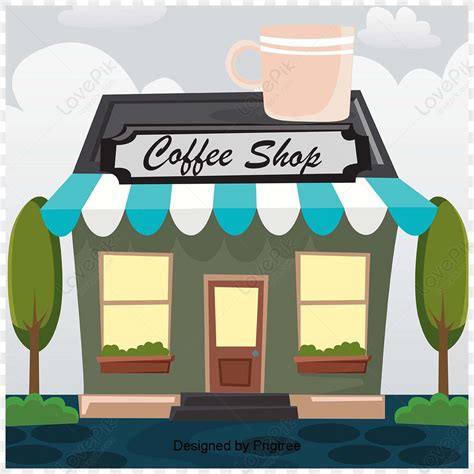 커피 상점 나무 원소커피 잔카페커피숍 Png 일러스트 무료 다운로드 Lovepik