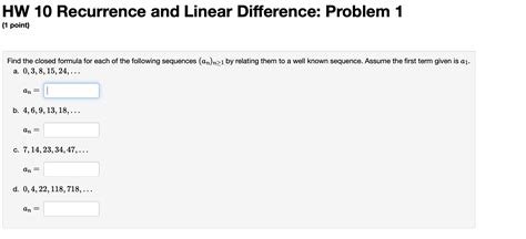 solved hw 10 recurrence and linear difference problem 1 1