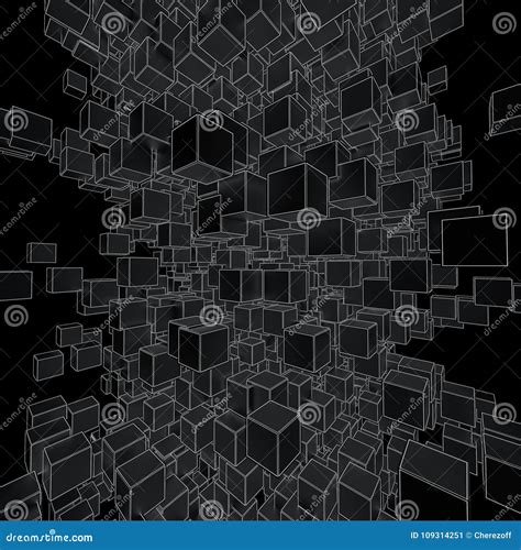 Abstract Futuristic Background Of Black Cubes Stock Image Image Of