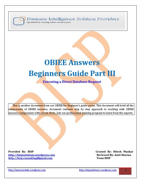 Working With Obiee Answer Part Iii Pdf Oracle Database Sql