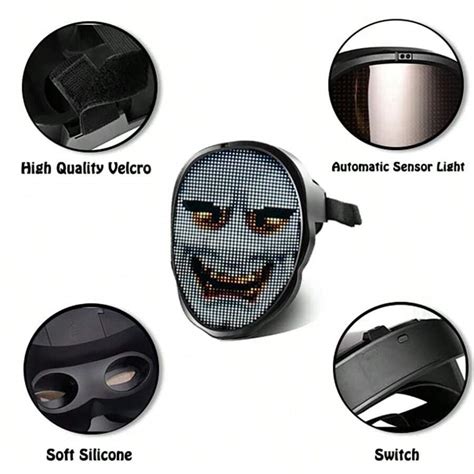 Face Transforming LED Mask With App Controlled Programmable LED Halloween Mask Digital