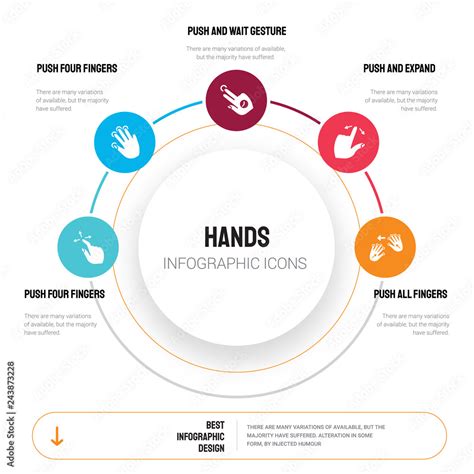 Abstract Infographics Of Hands Template Push Four Fingers And Move