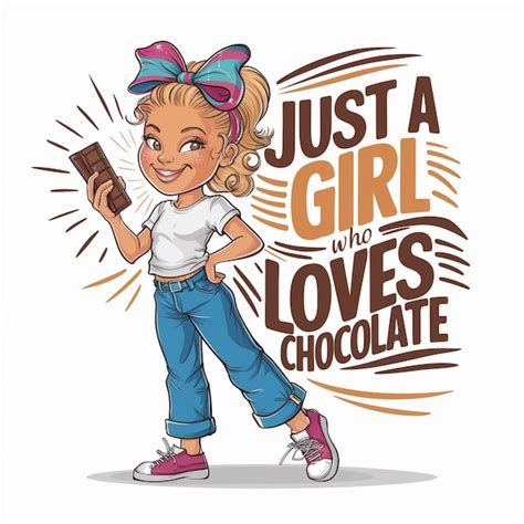 Premium Vector A Girl With A Girl Holding A Chocolate Bar