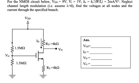 Solved For The Nmos Circuit Below Vpp 9v V 1v Kn