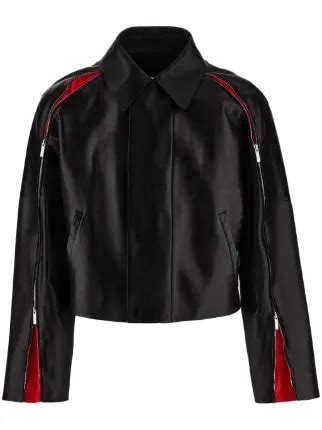 Ferragamo Contrasting Panels Zip Up Leather Jacket Black Farfetch