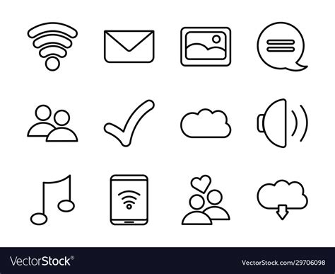 Social Media Line Style Icon Set Design Royalty Free Vector