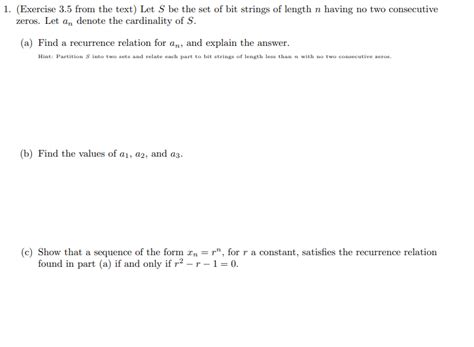 Solved 1 Exercise 35 From The Text Let S Be The Set Of