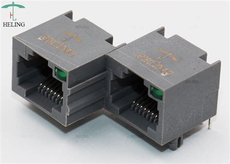 Grey Color RJ Female Connector Through Hole Mounting Type For Ethernet Hubs Switches