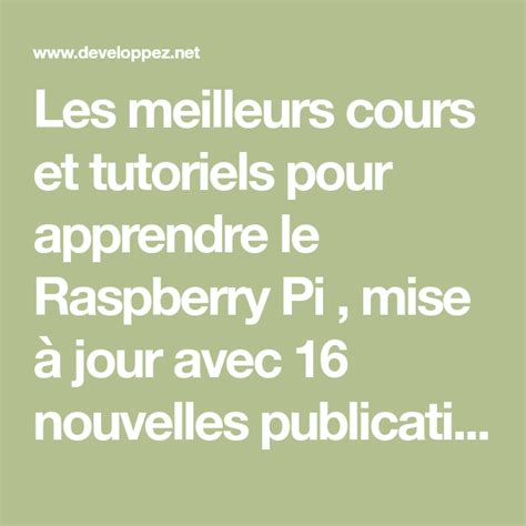 Les Meilleurs Cours Et Tutoriels Pour Apprendre Le Raspberry Pi Raspberry Pi Math Math
