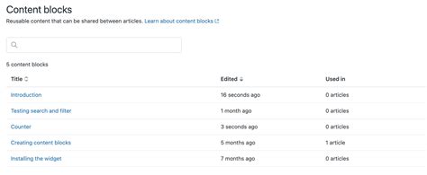 viewing the content blocks list zendesk help