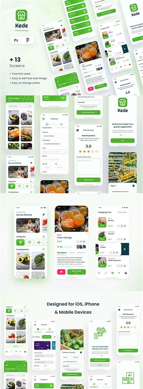 Kede Grocery Ios App Design Ui Template Ui Kits Free Psd Templates
