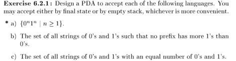 Solved Exercise Design A PDA To Accept Each Of The Chegg