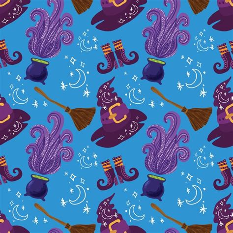 Premium Vector Halloween Objects Seamless Pattern