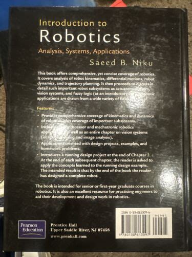 Introduction To Robotics Analysis Systems Applications By Saeed B Niku 2001 Hardcover