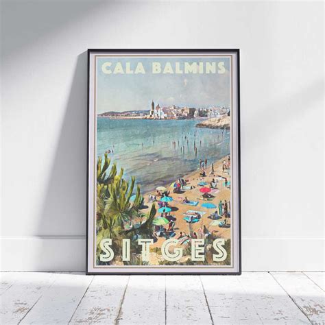Vintage Sitges Poster Cala Balmins Beach Limited Edition By Alecse My Retro Poster