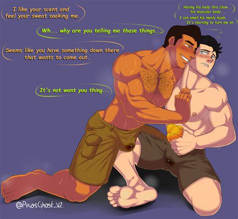 Rule 34 2boys Bara Biting Own Lip Bulge Bulge Through Clothing