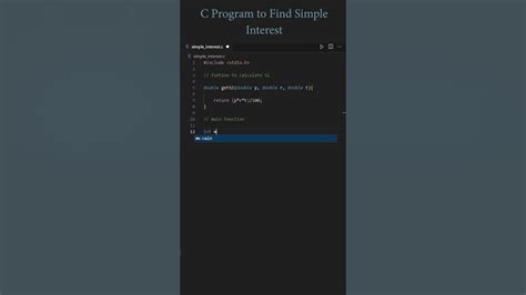 C Program To Find Simple Interest Cprogramming Youtube