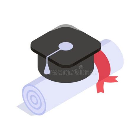 A Rolled Up Diploma With A Graduation Cap Completion Of Studies Stock