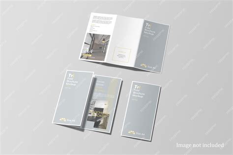 높은 각도보기 Trifold 브로셔 모형 세트 프리미엄 Psd 파일