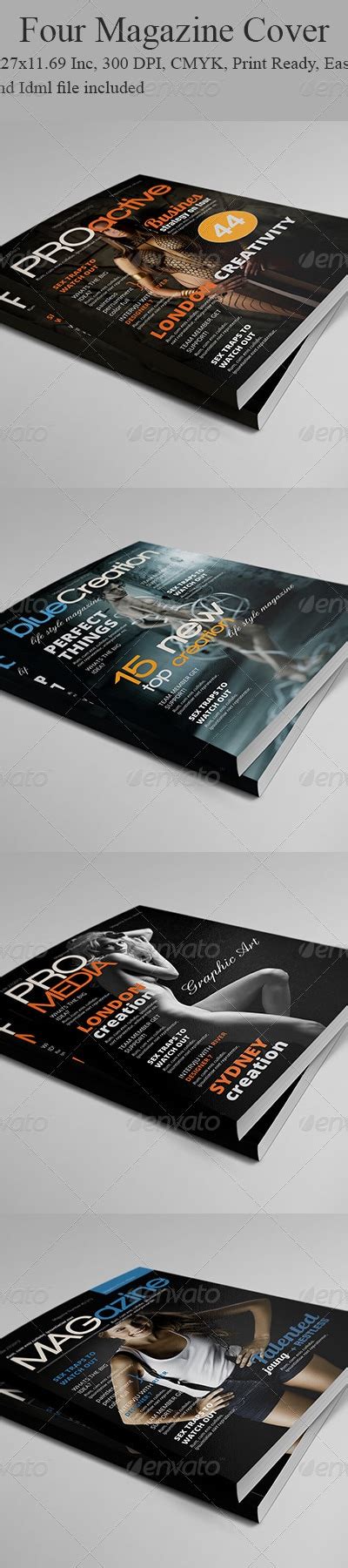 Four Magazine Cover Templates Print Templates Graphicriver