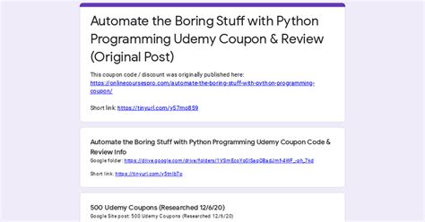 Automate The Boring Stuff With Python Programming Udemy Coupon And Review