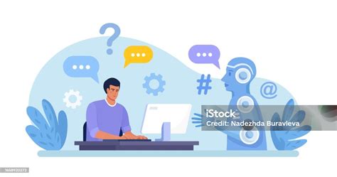 고객과의 챗봇 대화 챗봇 채팅 대화를 위한 언어 모델 최적화 인공 지능 로봇은 질문에 답하고 정교한 대화를 생성하고 스마트 솔루션을 제공합니다 생성형 인공지능에 대한 스톡