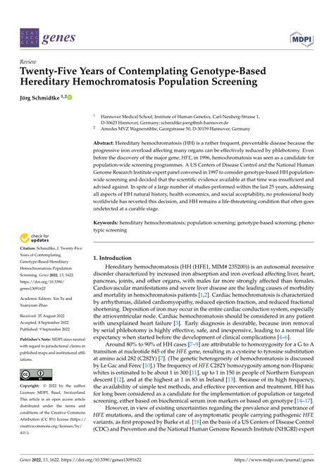 Pdf Twenty Five Years Of Contemplating Genotype Based Hereditary Hemochromatosis Population